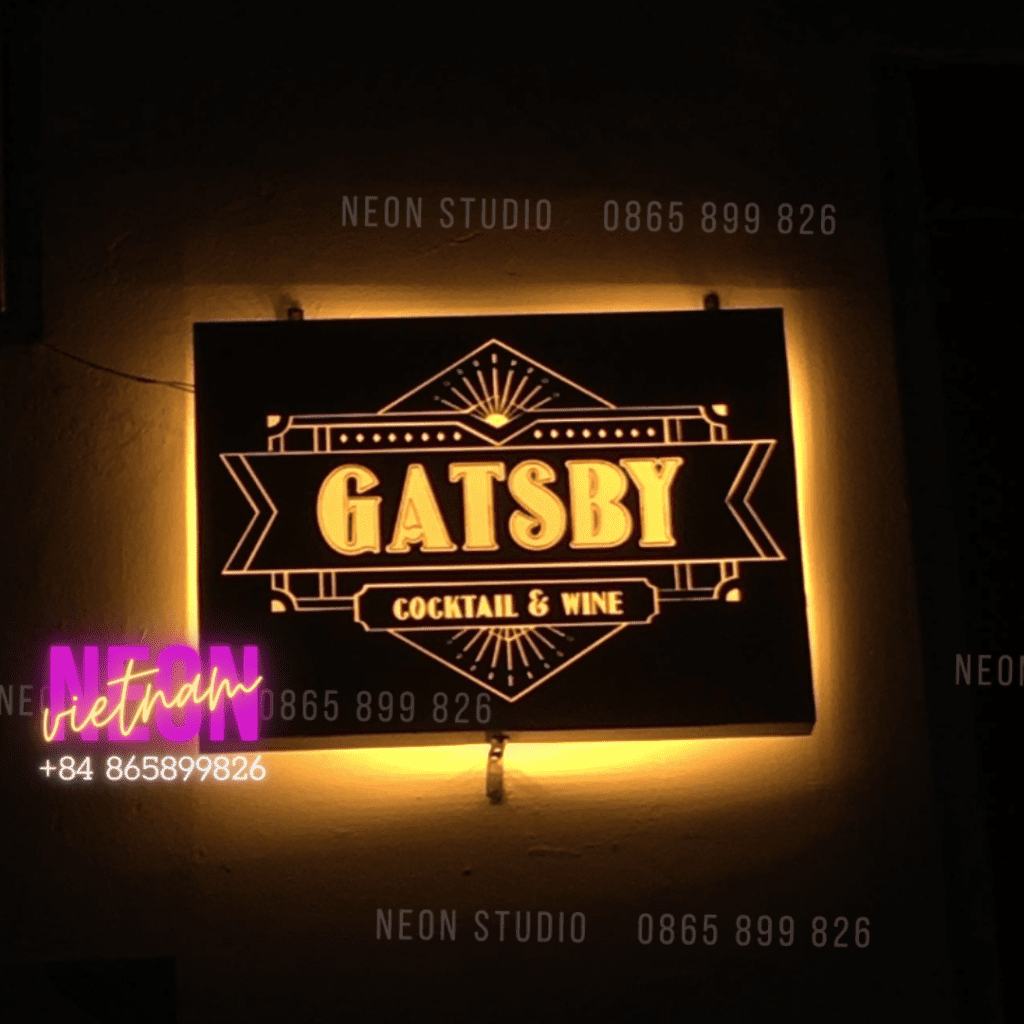 Gatsby Cocktail & Wine Backlit Light Box - Neon Viet Nam