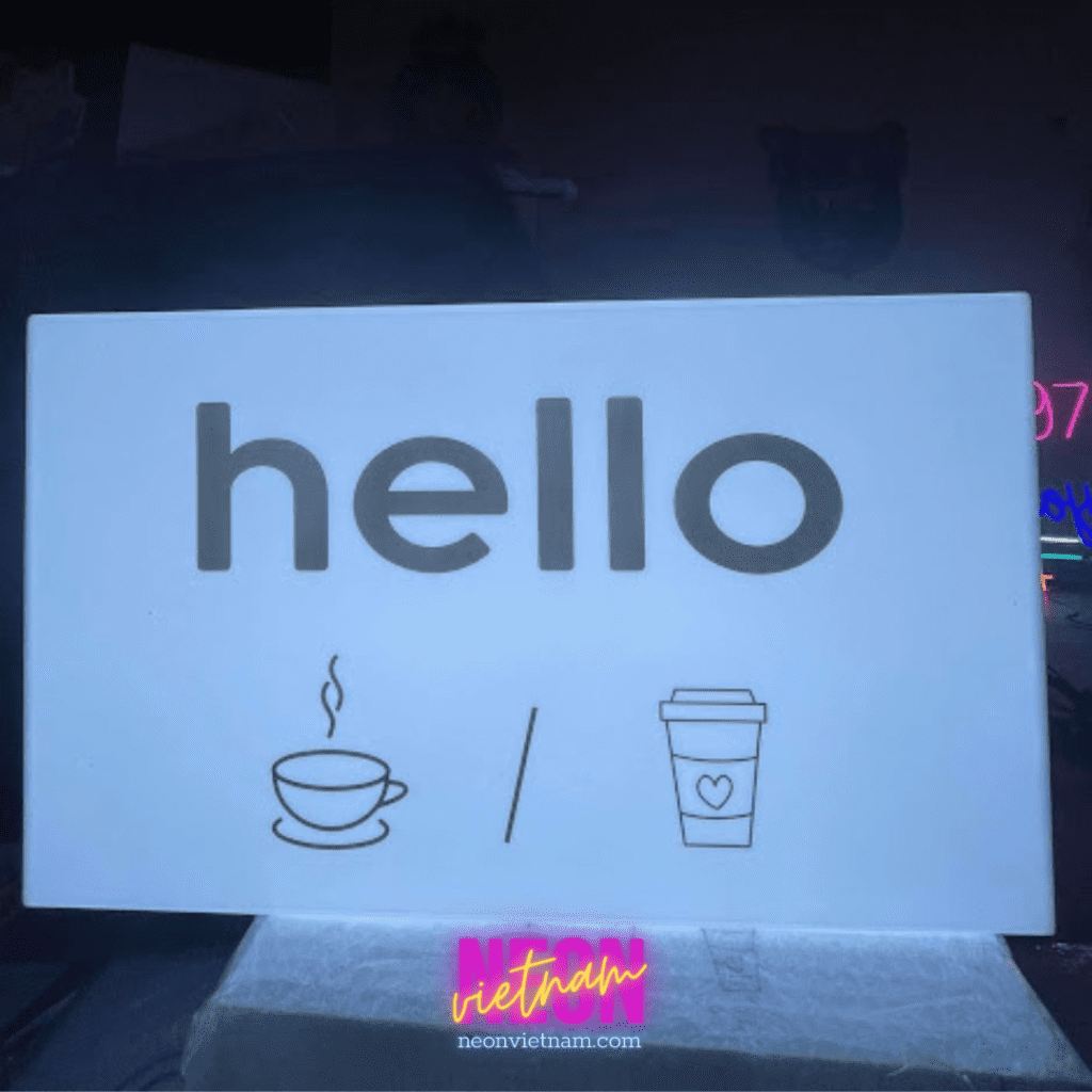Hello Cafe Milk Tea Frameless Light Box Sign - Neon Viet Nam
