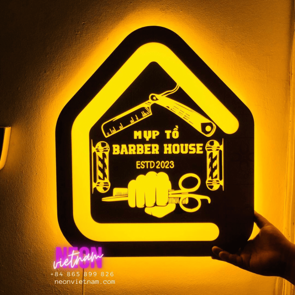Mụp Tồ Barber House Backlit Light Box - Neon Viet Nam