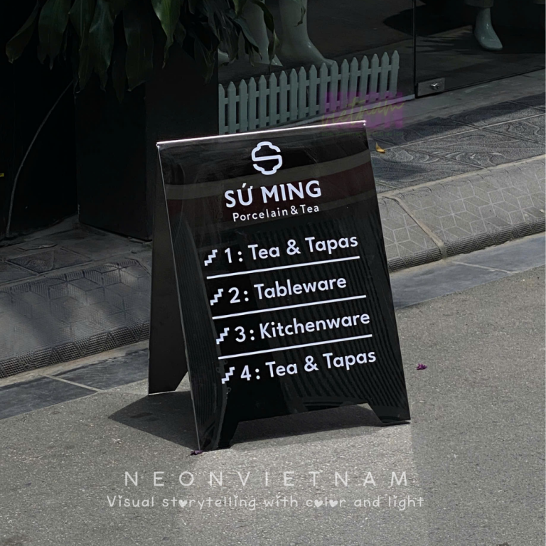 Mirror Stainless Steel Foldable A-Frame Sign - Neon Viet Nam