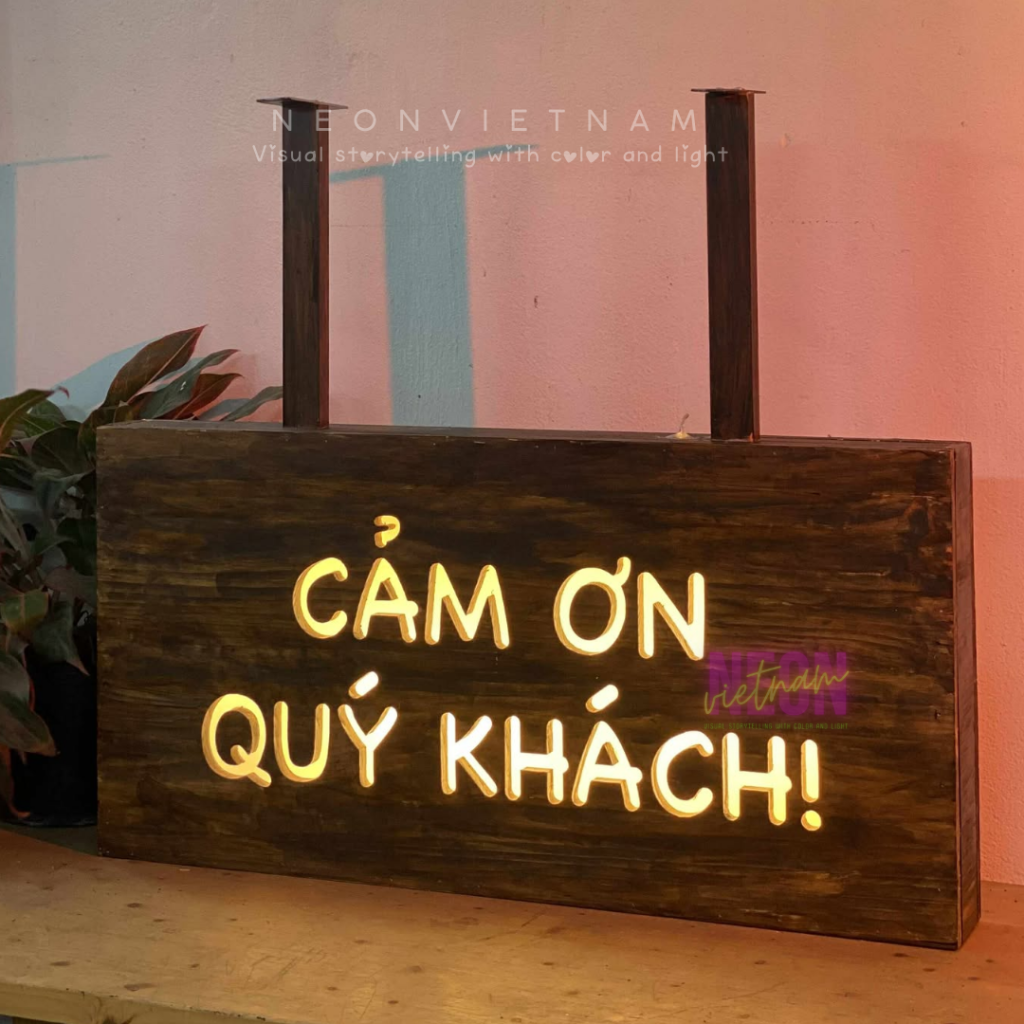 Wooden sign light box - Neon Viet Nam